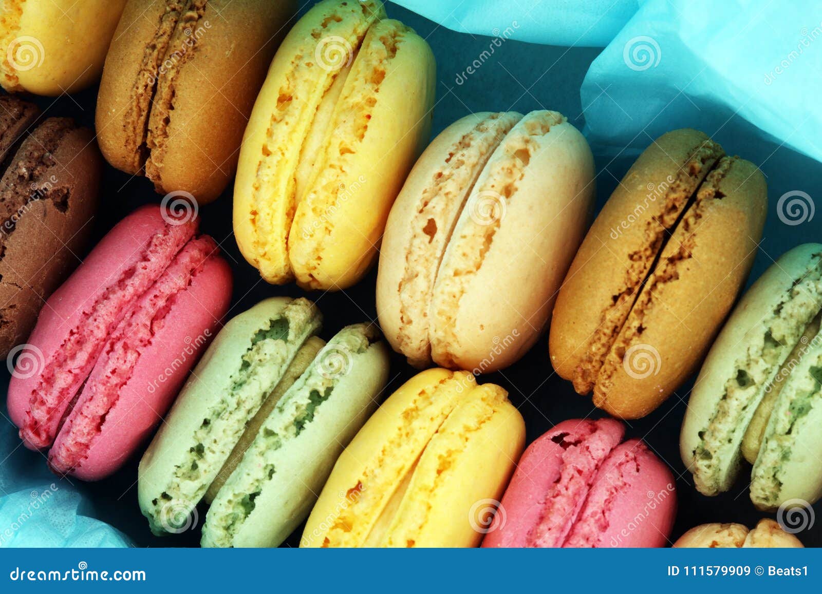 Different Types of Macaroons or Macarons in a Box Stock Image - Image ...