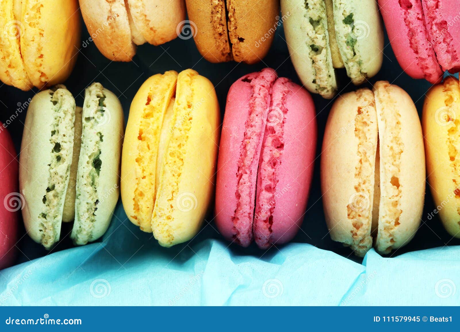 Different Types of Macaroons or Macarons in a Box Stock Image - Image ...