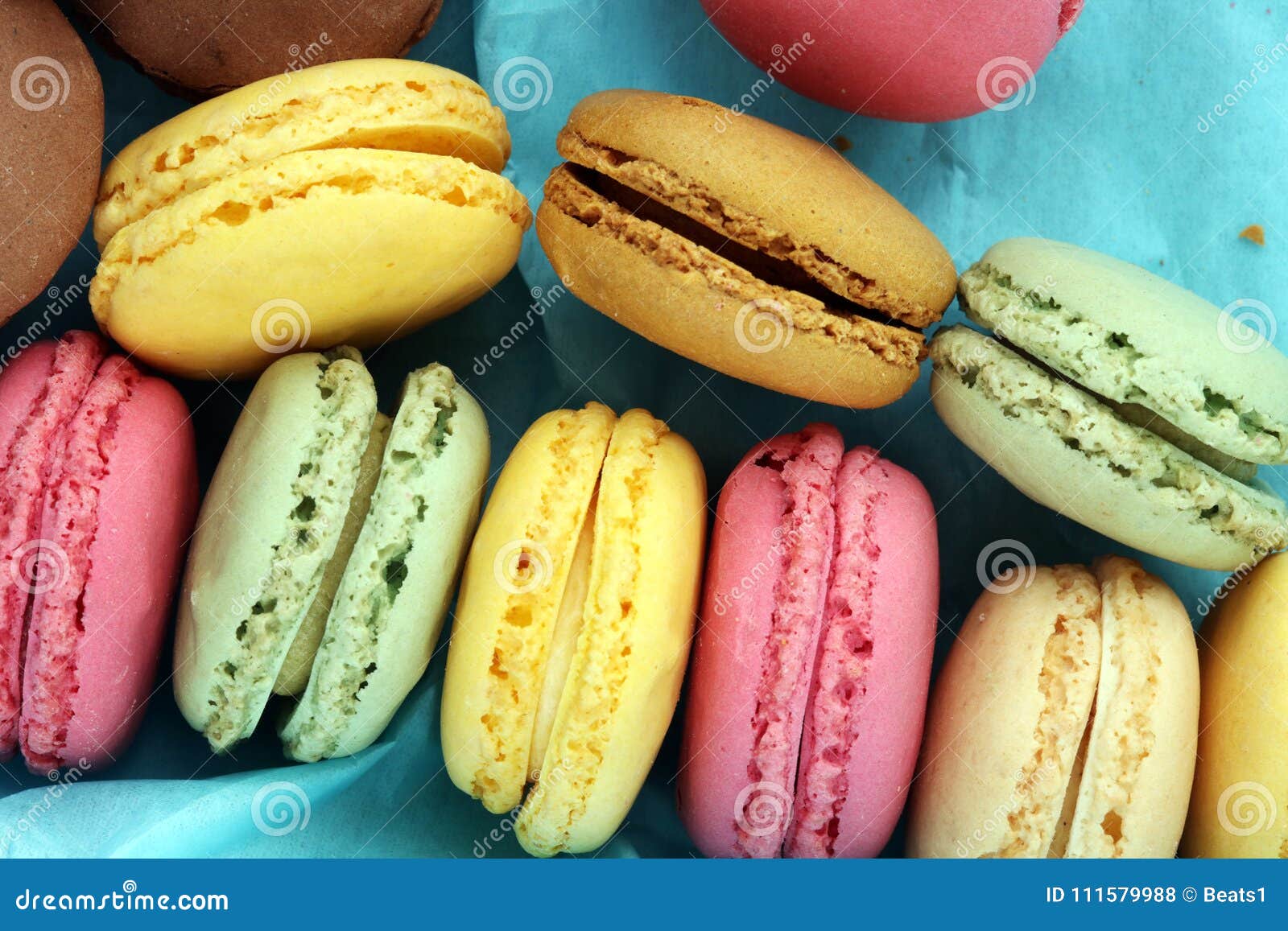 Different Types of Macaroons or Macarons in a Box Stock Photo - Image ...