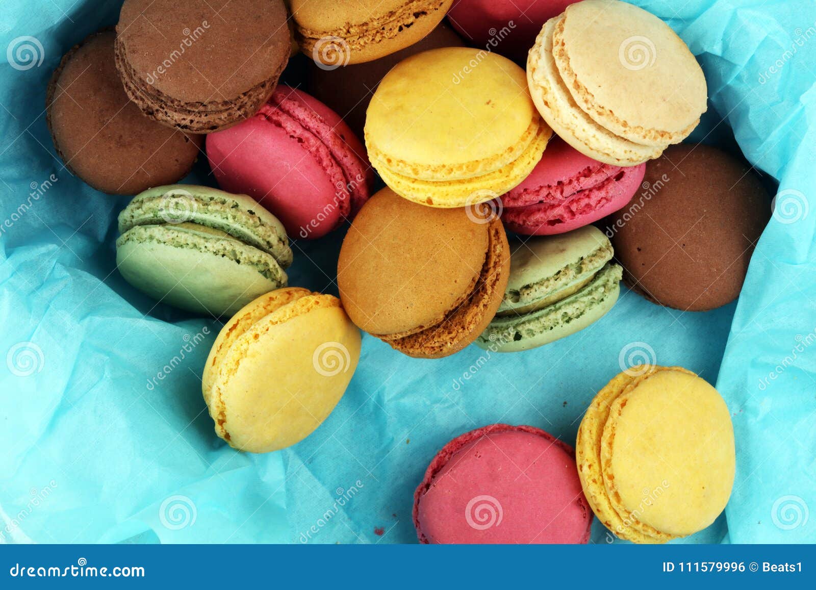 Different Types of Macaroons or Macarons in a Box Stock Photo - Image ...