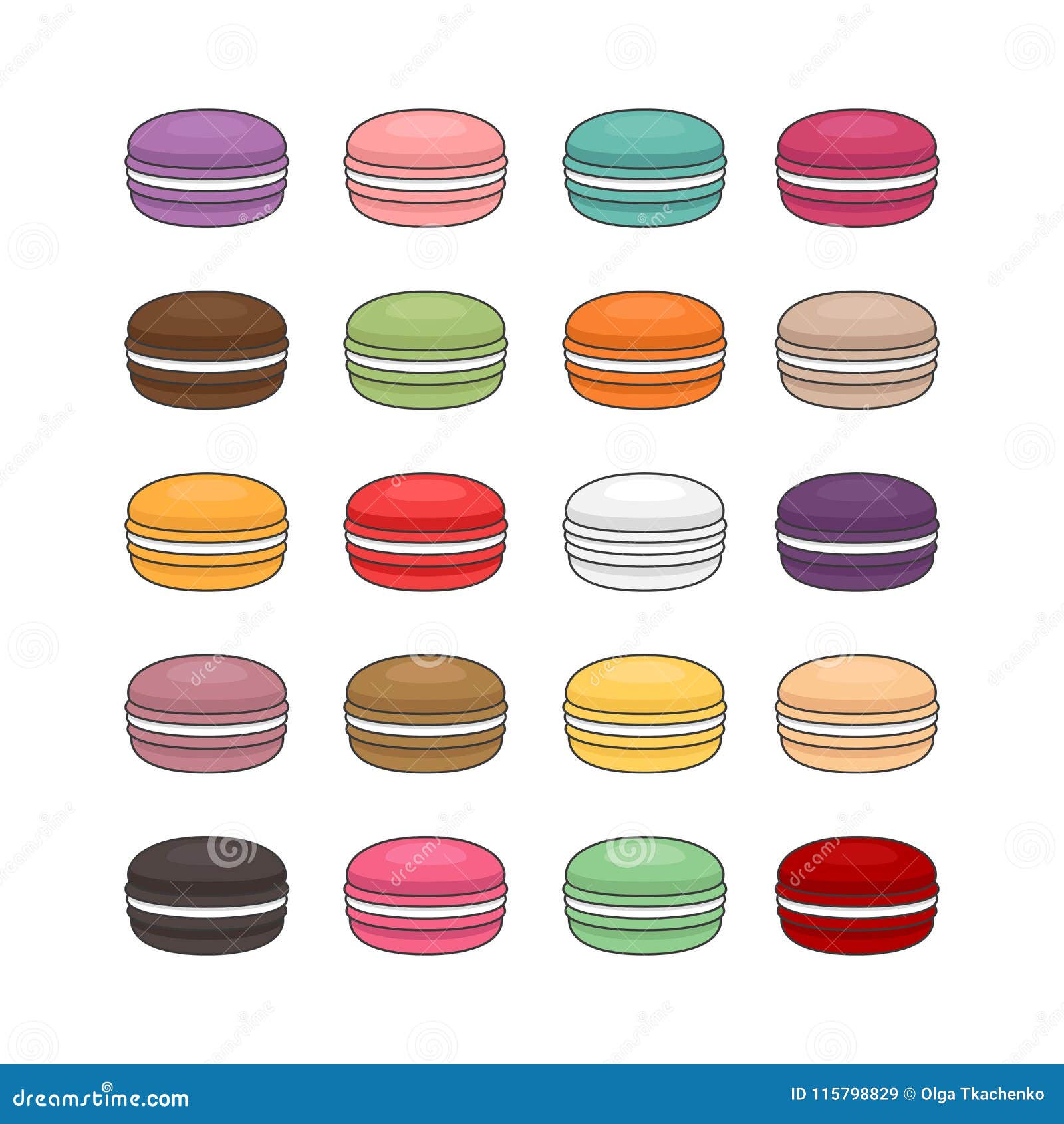 Different Types of Macaroons. Set of Different Taste Cake Macarons ...