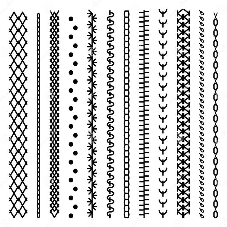 Different Types of Machine Stitch Brush Pattern Stock Vector ... Different Types of Machine Stitch Brush Pattern Stock Vector ...