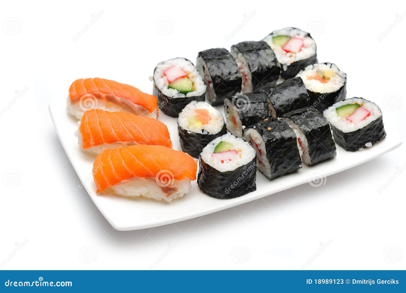 Different Types of Maki Sushi in Sushi Set Stock Image - Image of roll ...