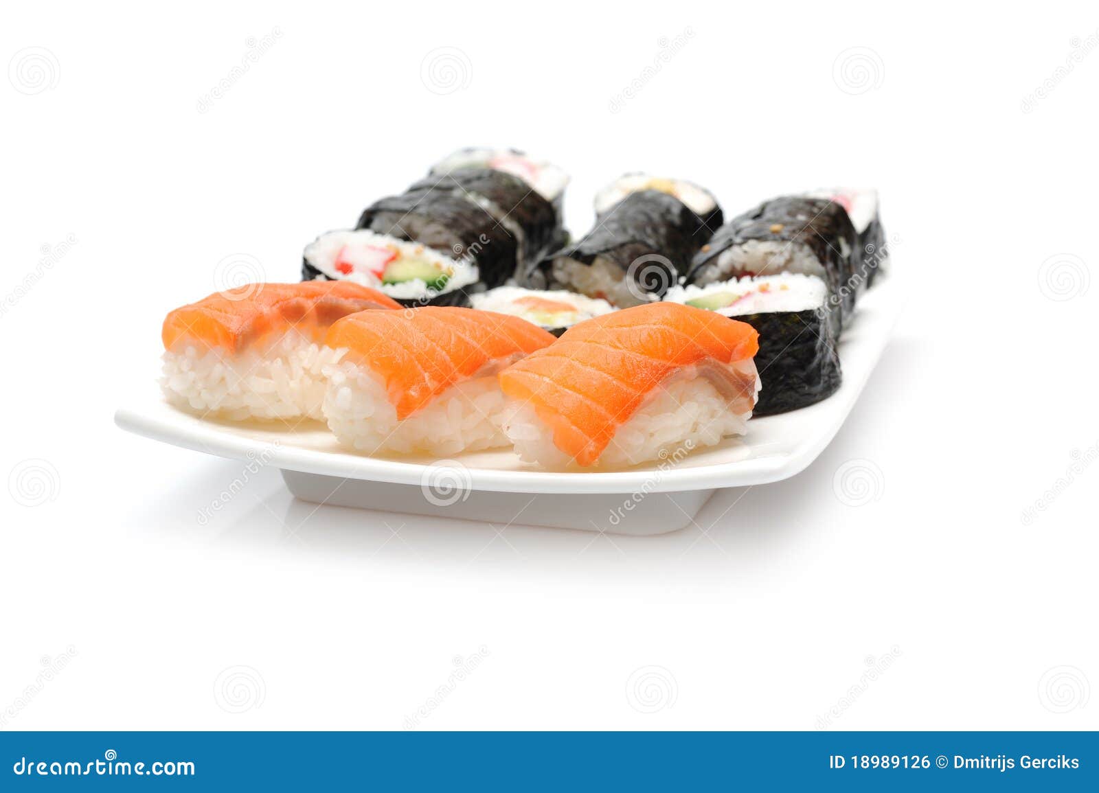 Different Types of Maki Sushi in Sushi Set Stock Photo - Image of ...