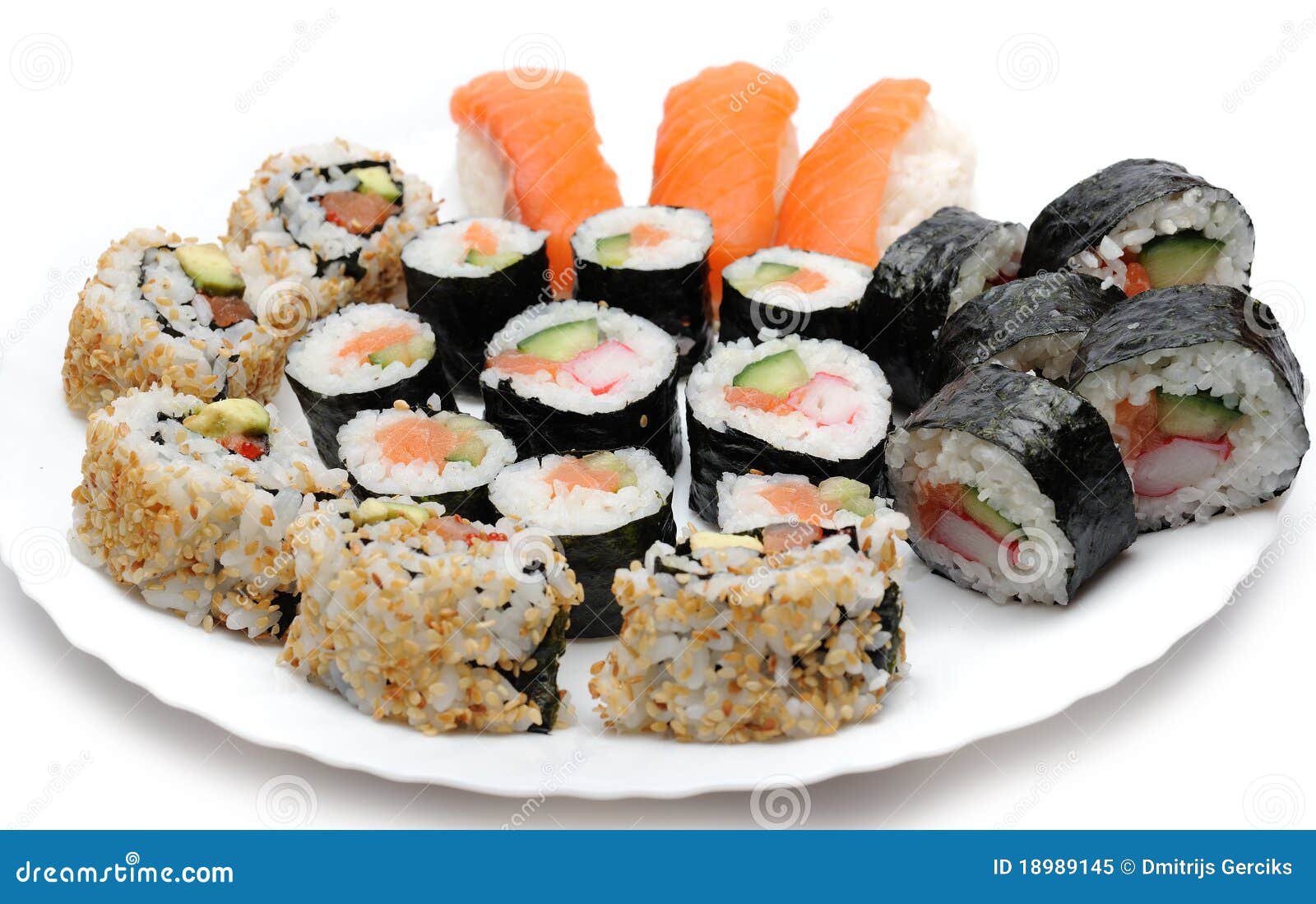 Different Types of Maki Sushi in Sushi Set Stock Image - Image of lunch ...