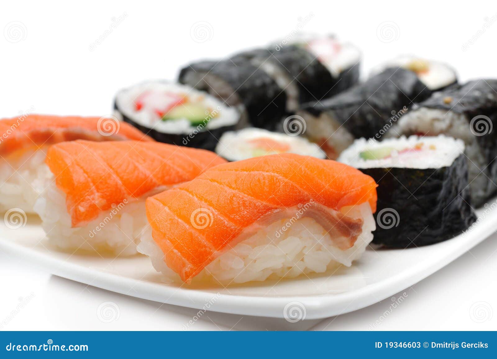 Different Types of Maki Sushi in Sushi Set Stock Image - Image of ...