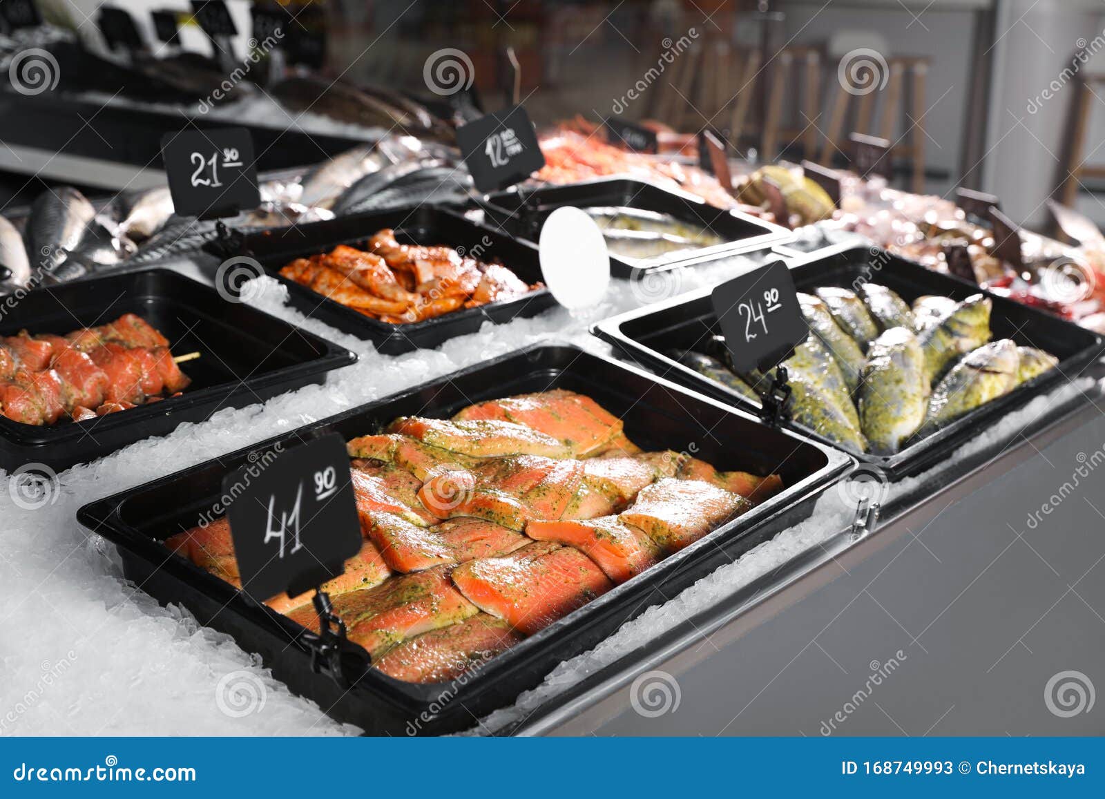 Different Types of Marinated Fish on Ice Stock Image - Image of object ...
