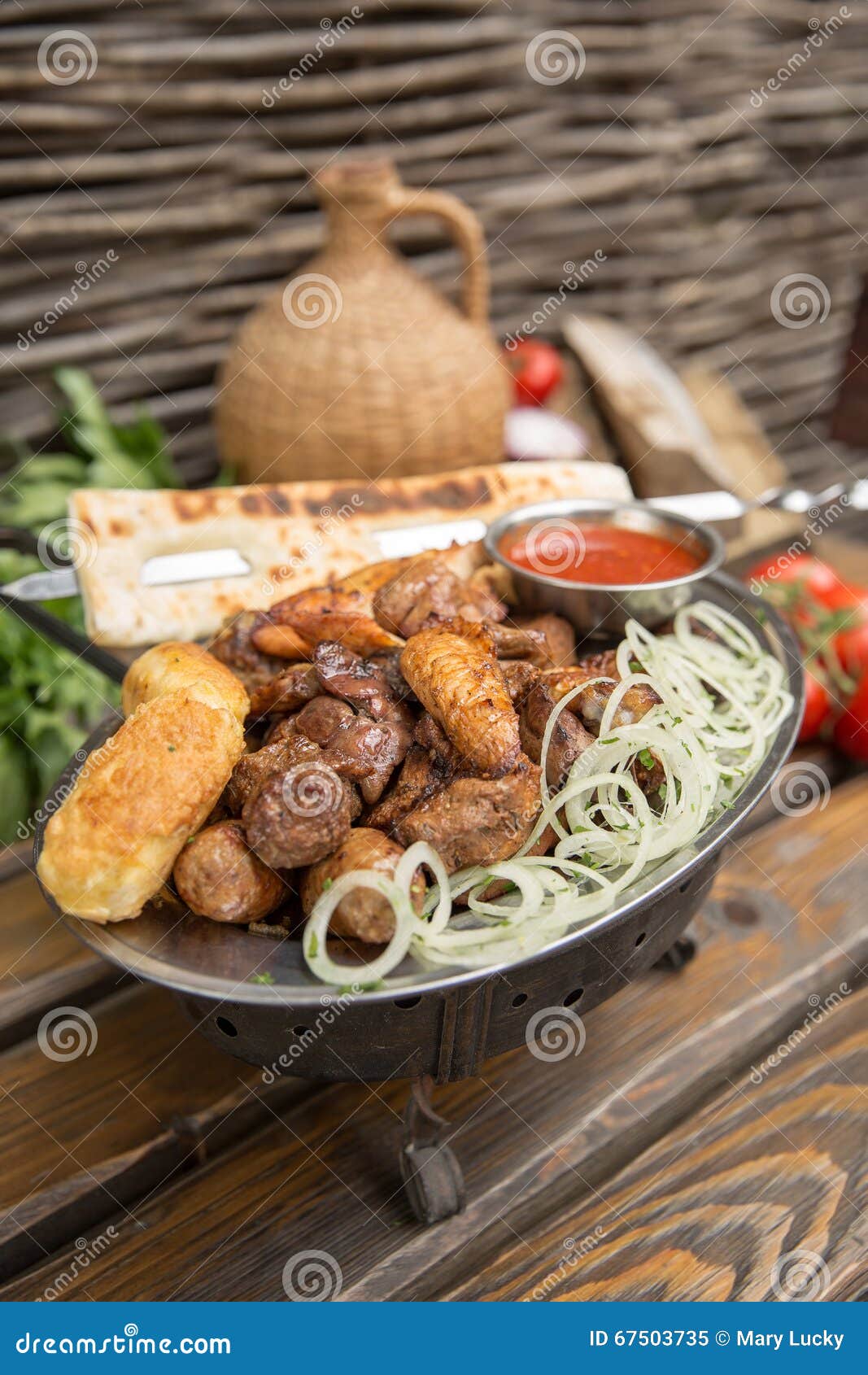 Different Types of Meat Prepared on Grill Stock Image - Image of beef ...