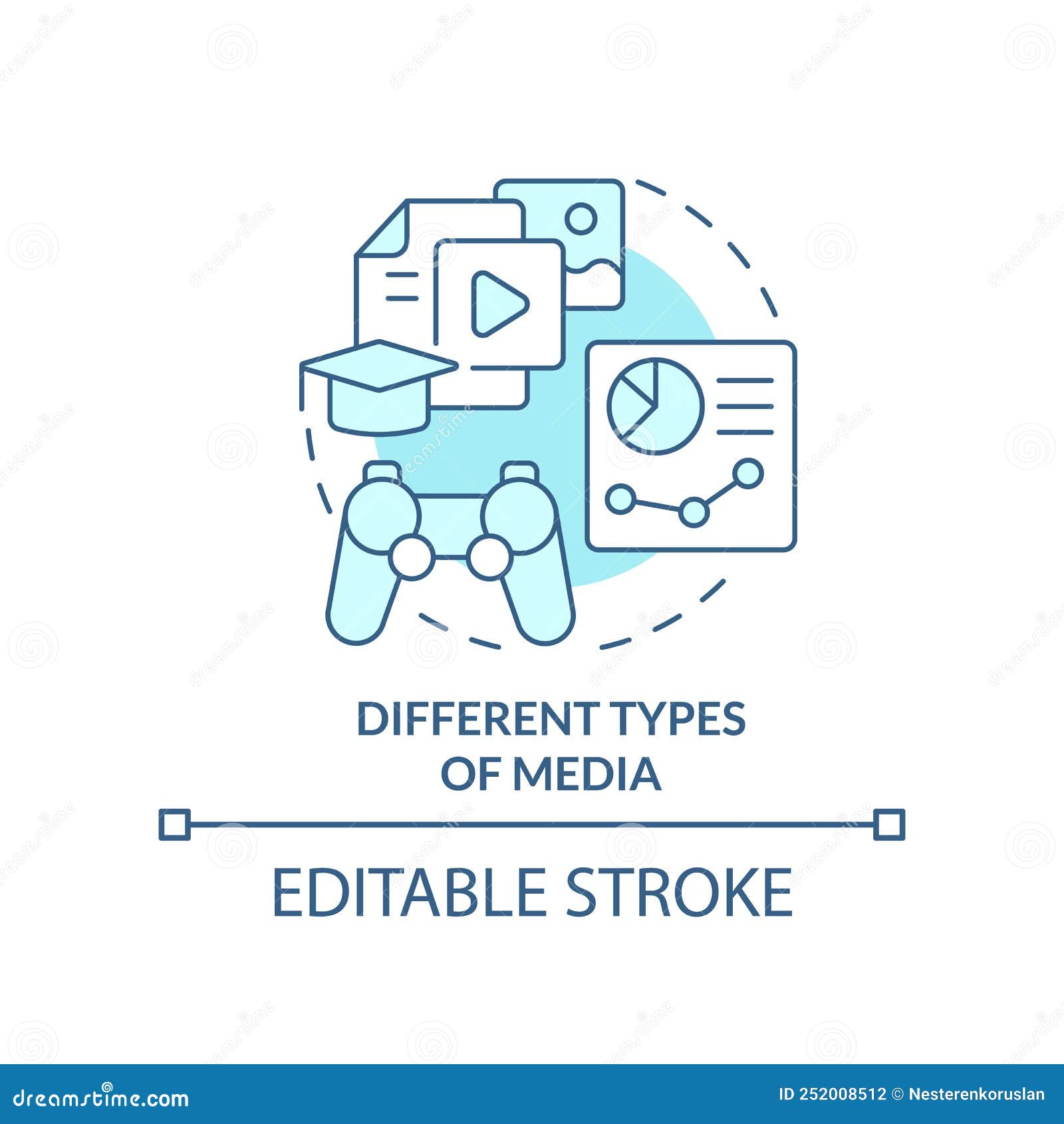 Different Types of Media Turquoise Concept Icon Stock Vector ...
