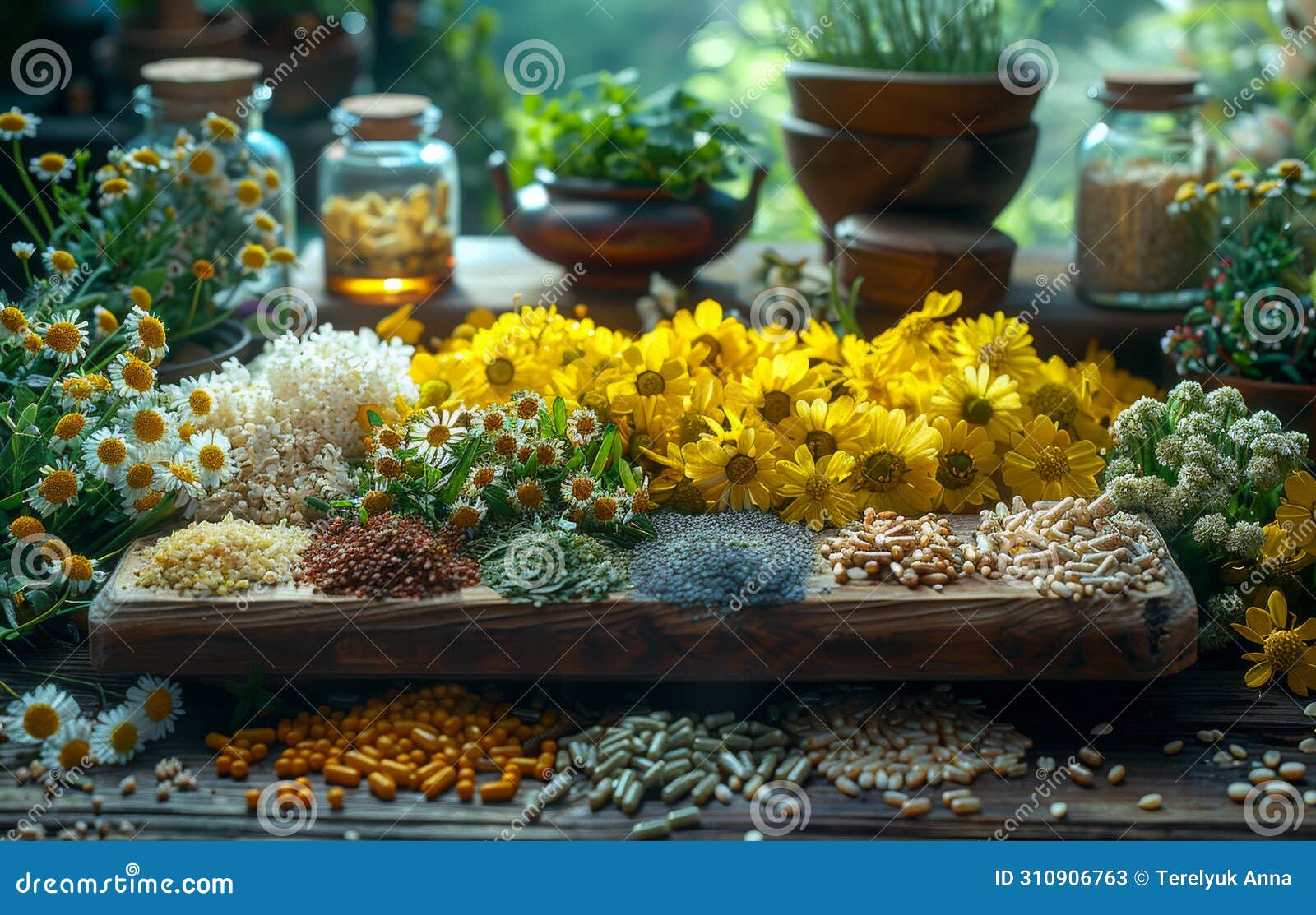 Different Types of Medicinal Herbs on the Table Stock Image - Image of ...