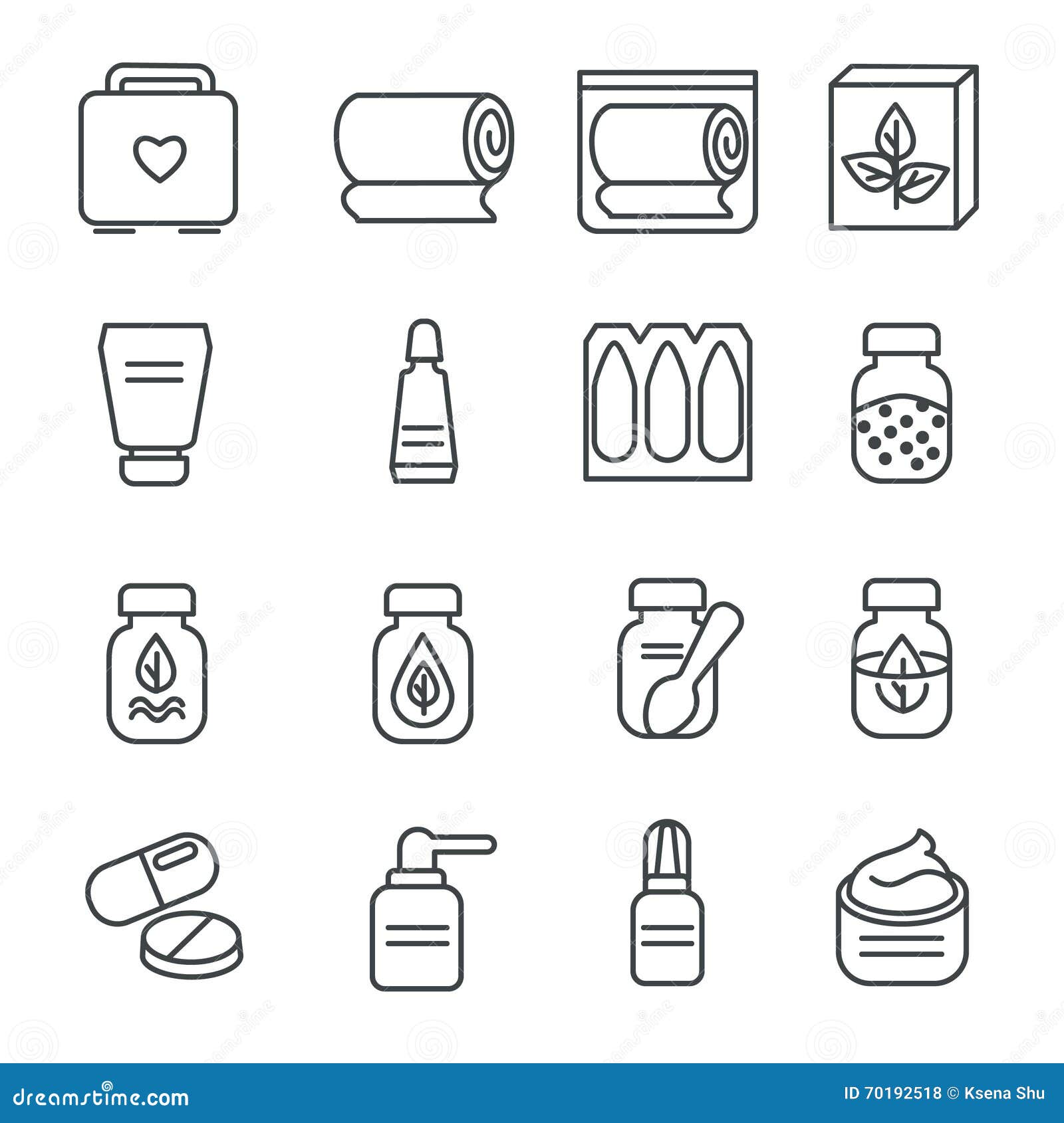 Different Types of Medicines and Medical Tools As Line Icons Stock ...