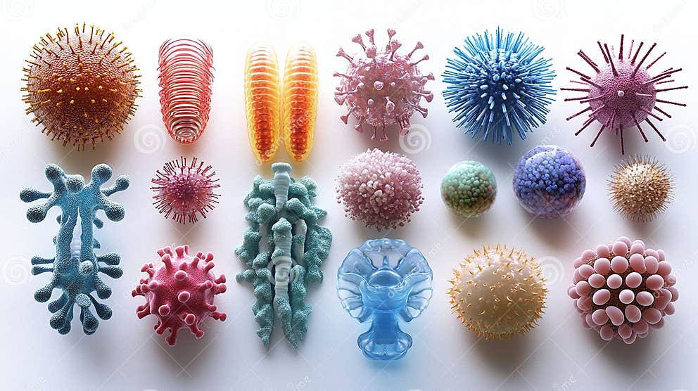 Different Types of Microbes Virus Cells and Bacteria Representing ...