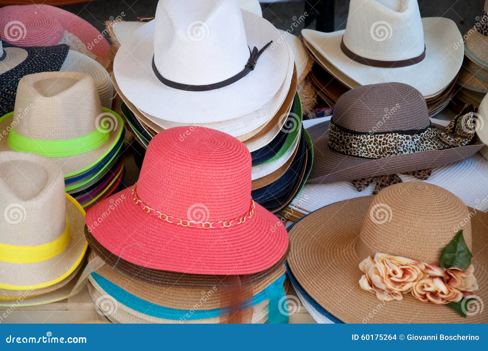 Different Types and Models of Hats Numerous Colors Stock Photo - Image ...