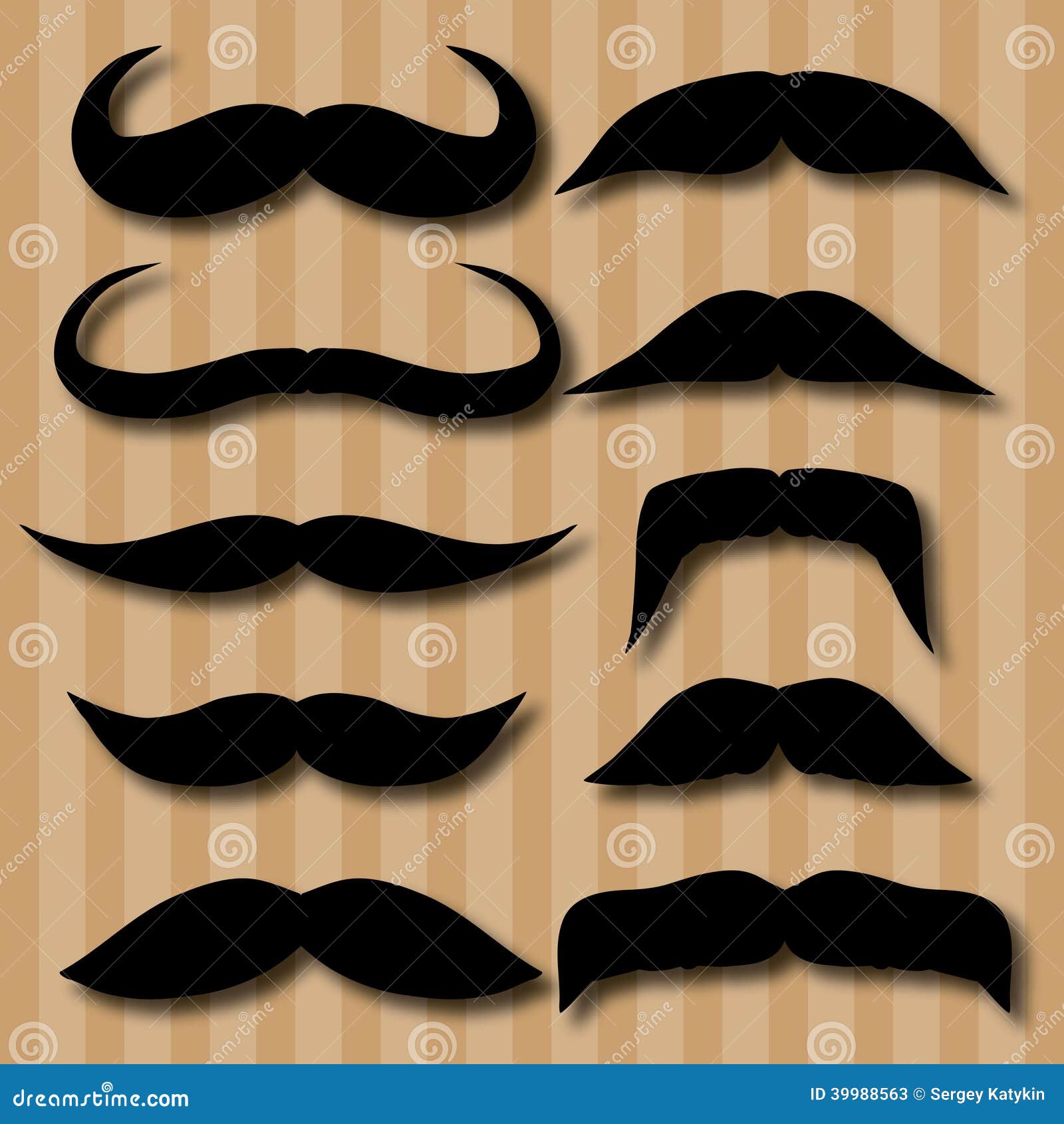 Different Types of Mustaches. Retro Style Stock Vector - Illustration ...