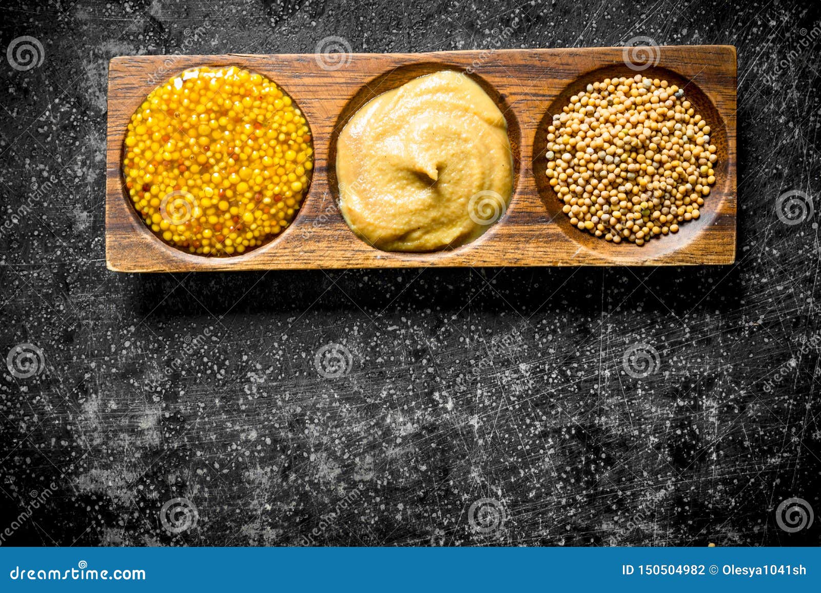 Different Types of Mustard in Wooden Stand Stock Photo - Image of ...