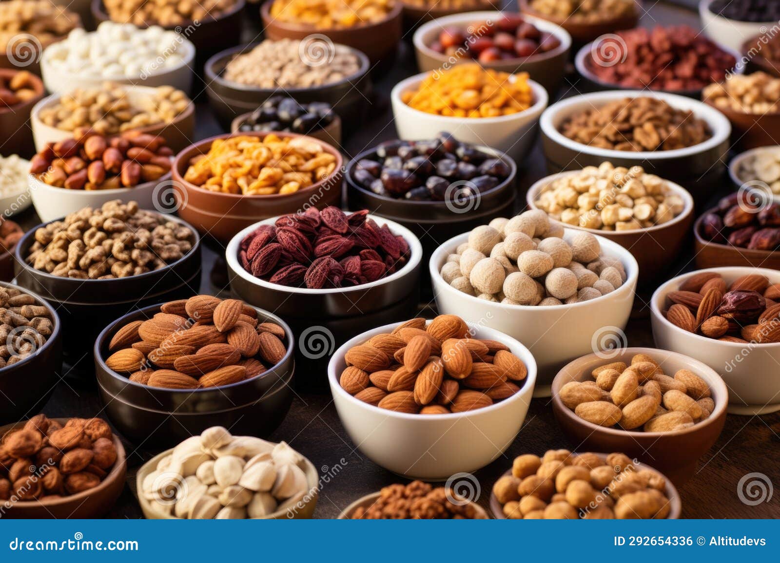 Different Types of Nuts in Small Ceramic Bowls Stock Photo - Image of ...