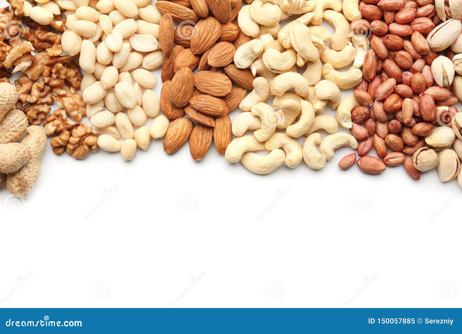 Different Types of Nuts on White Background Stock Image - Image of ...