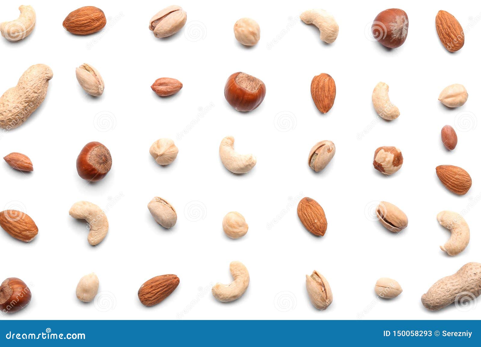Different Types of Nuts on White Background Stock Image - Image of ...