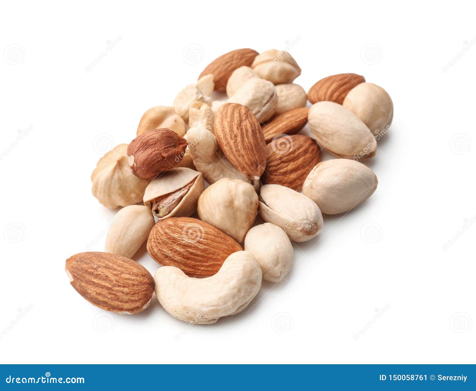 Different Types of Nuts on White Background Stock Image - Image of ...