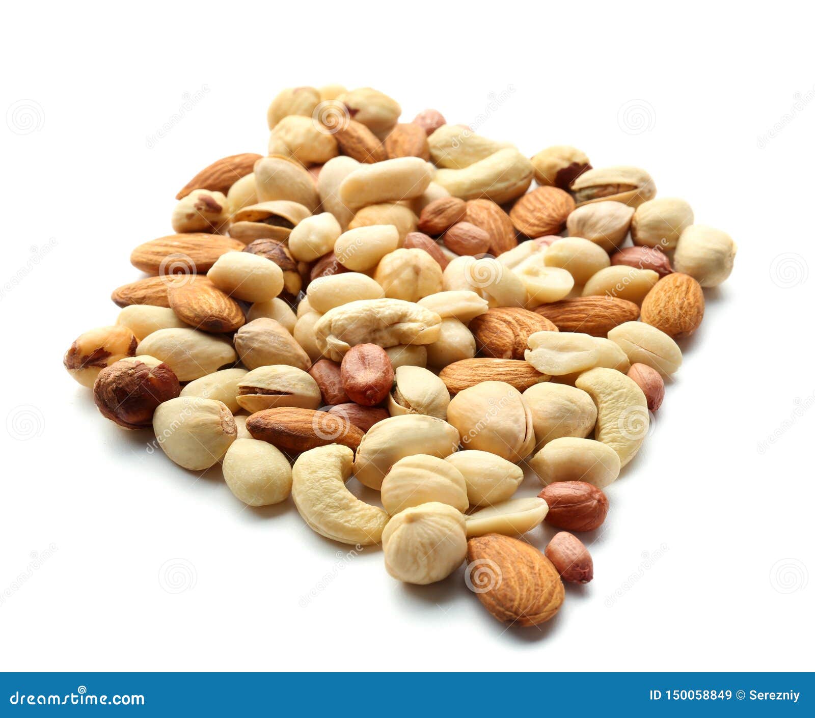 Different Types of Nuts on White Background Stock Image - Image of ...