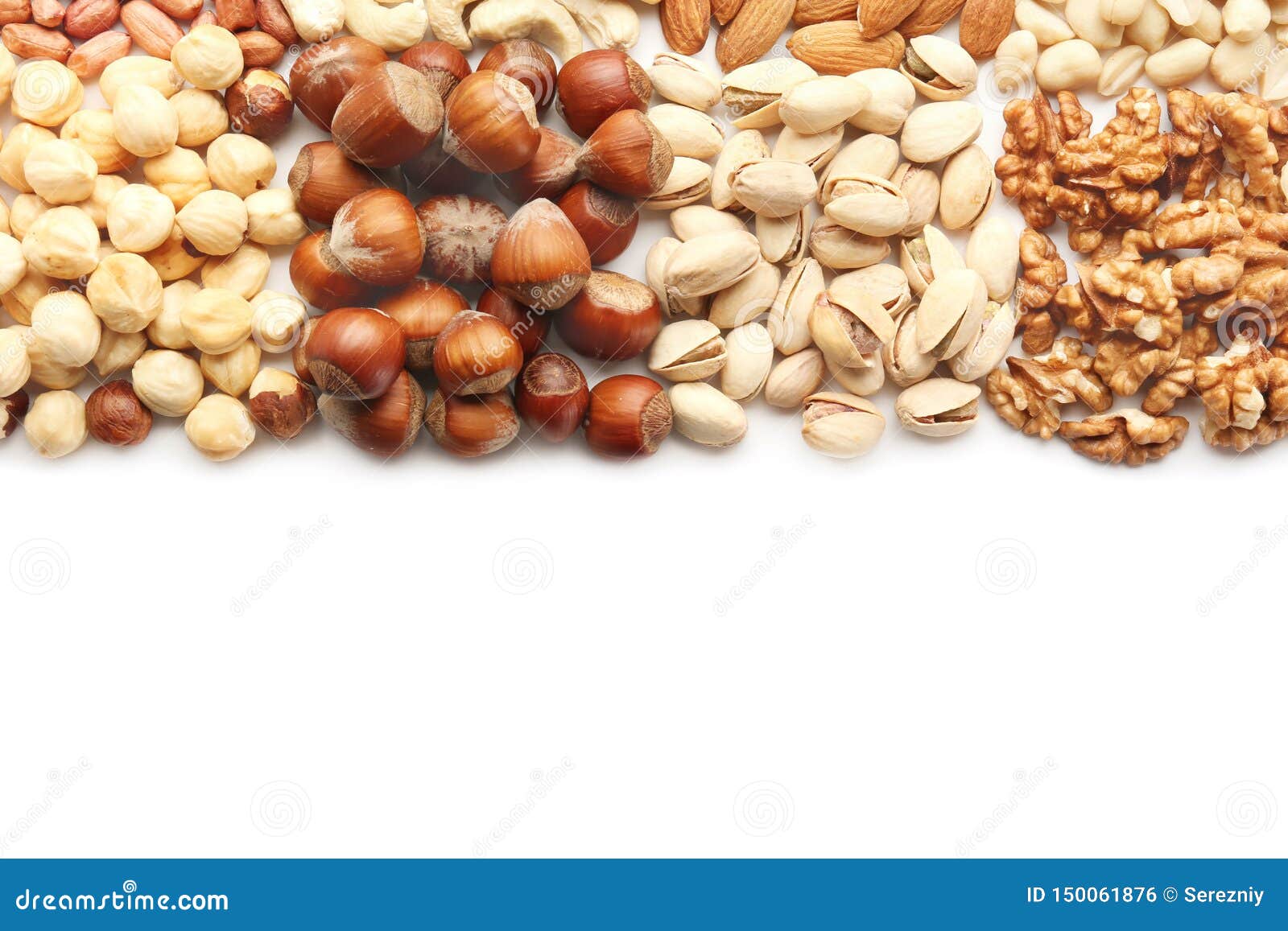Different Types of Nuts on White Background Stock Photo - Image of ...