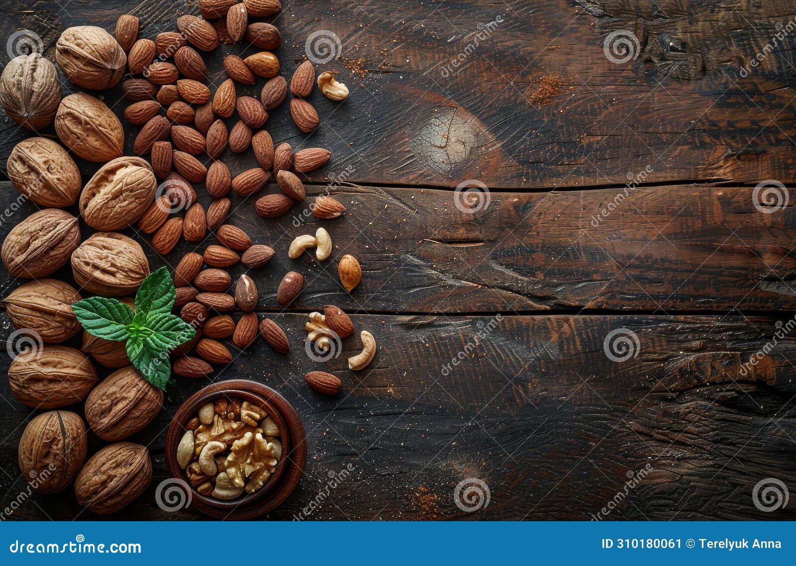 Different Types of Nuts on Wooden Table Stock Image - Image of kernel ...