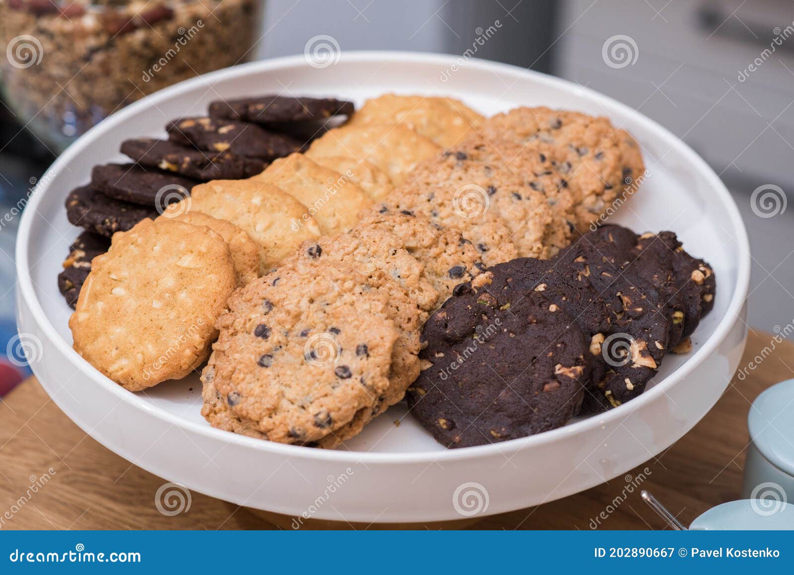 Different Types of Oatmeal Cookies on a Large White Plate. Stock Image ...