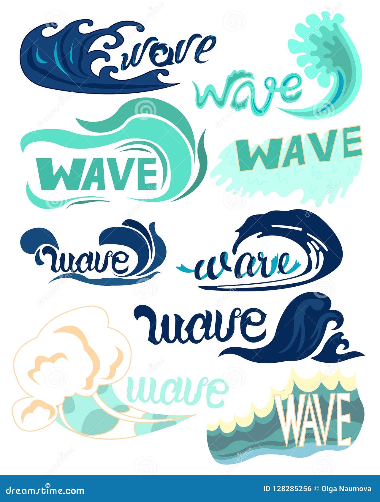 Different Types of Ocean Waves. Water Design Elements Stock Vector ...