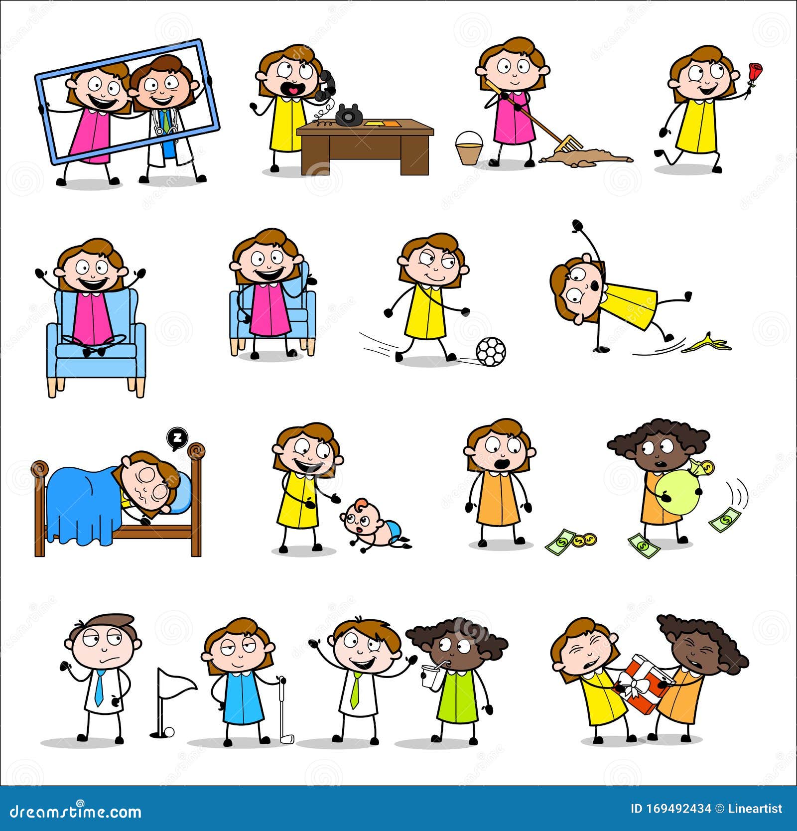 Various Concepts Of Female Cartoon Waitress - Set Of Concepts Vector ... Various Concepts Of Female Cartoon Waitress - Set Of Concepts Vector ...