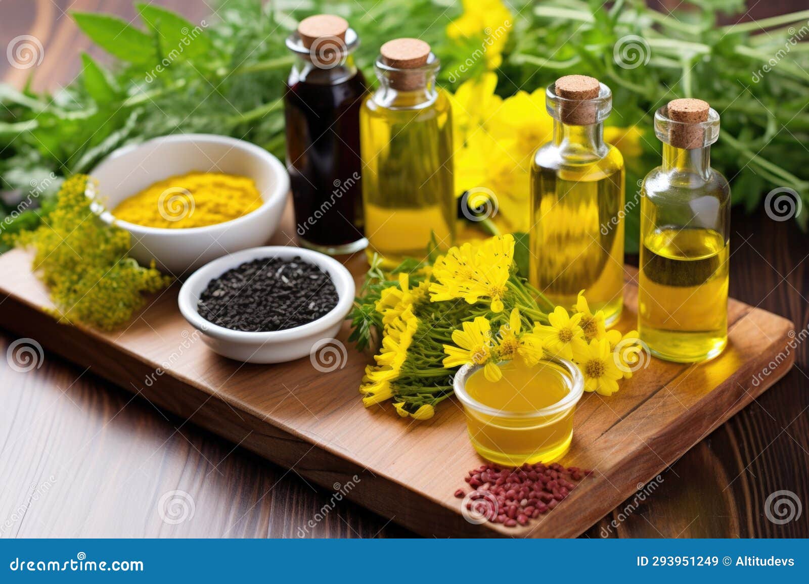 Different Types of Oils Olive, Sunflower, Canola on a Cutboard Stock ...