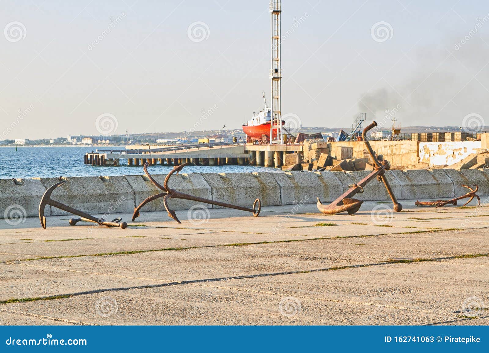 Different Types of Old Rusty Anchors in the Seaport Stock Image - Image ...