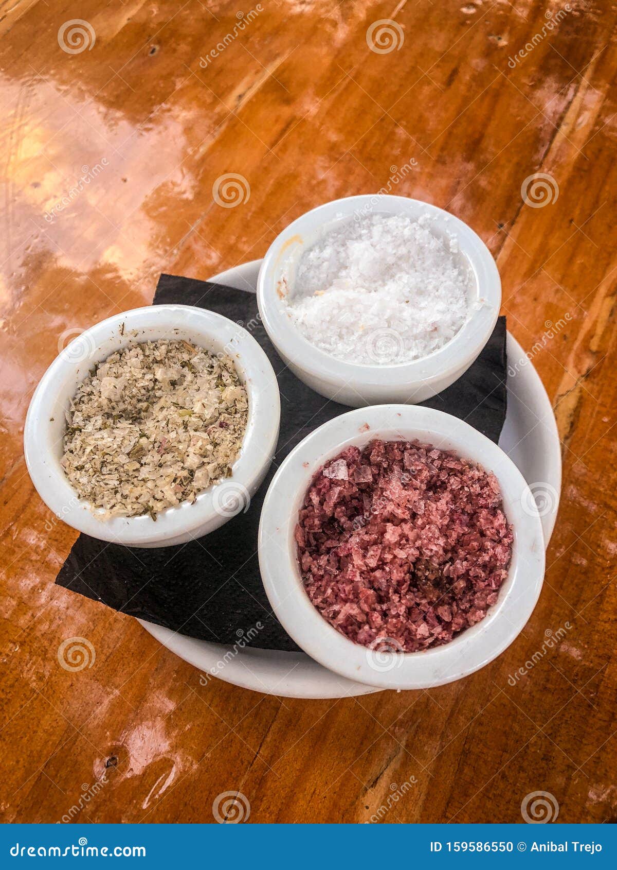 3 Different Types Os Salt on Small White Containers Stock Photo - Image ...