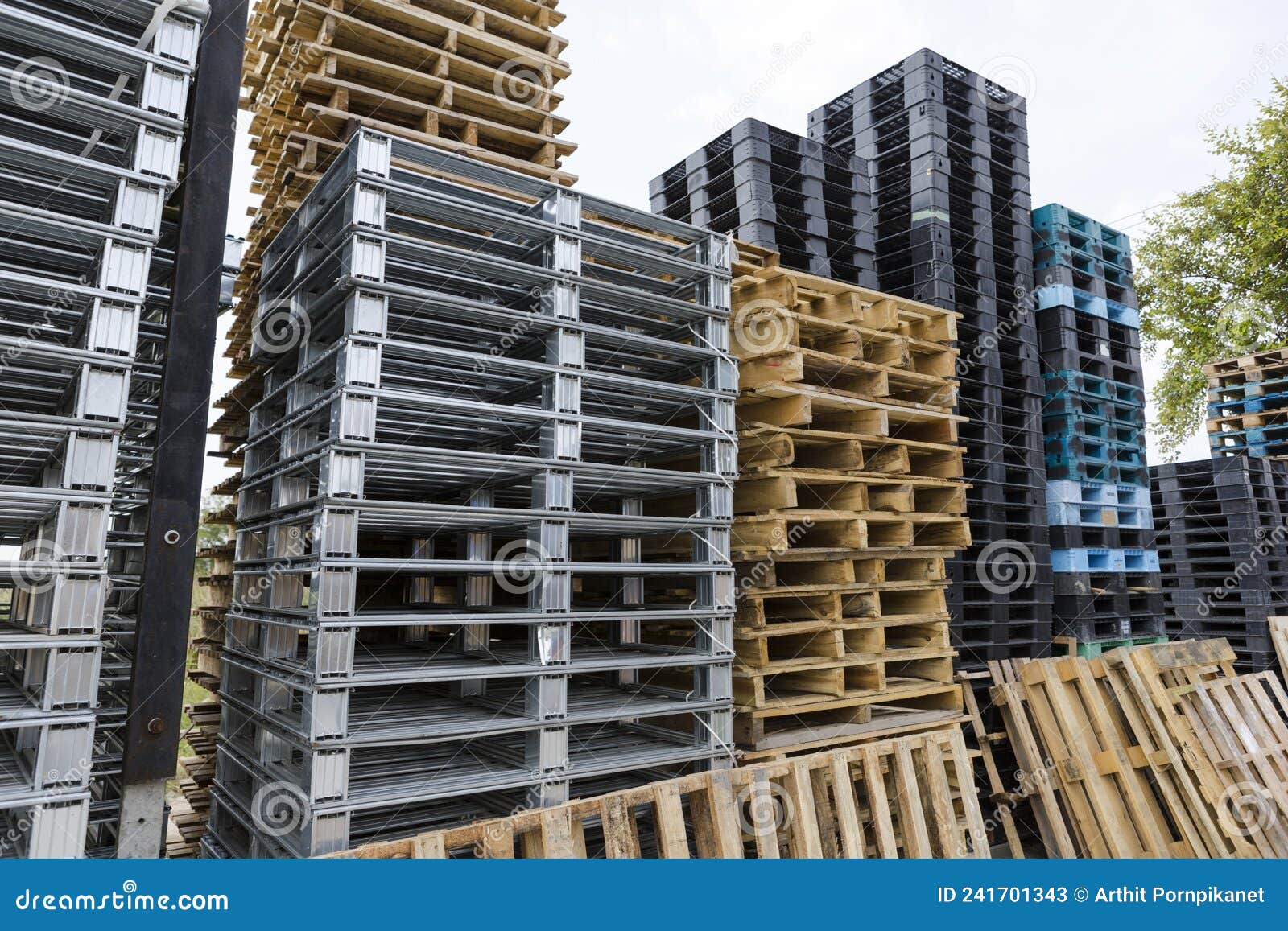 Different Types of Pallets are Stacked in a Row , Can Be Used As a ...