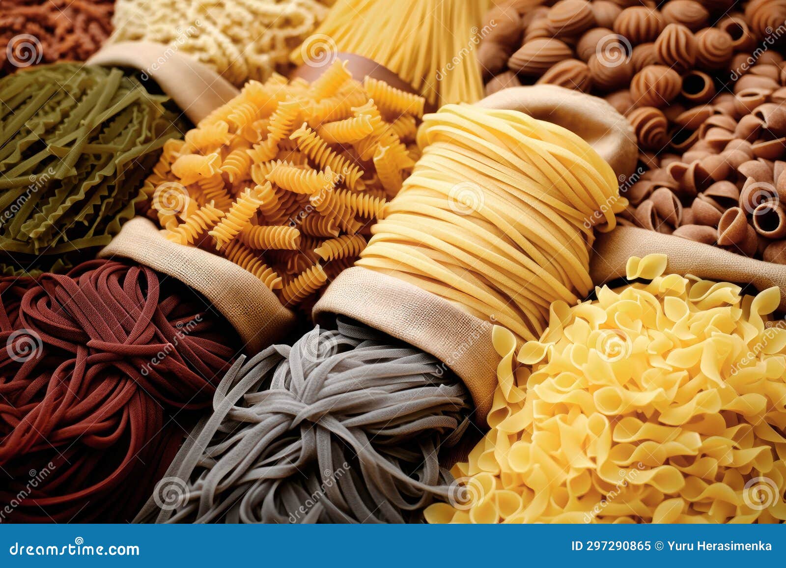 Different Types of Pasta As Background, Closeup. Pasta and Spaghetti ...