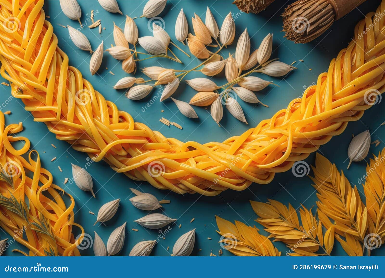 Different Types of Pasta on Color Background, Top View. Generative Ai ...