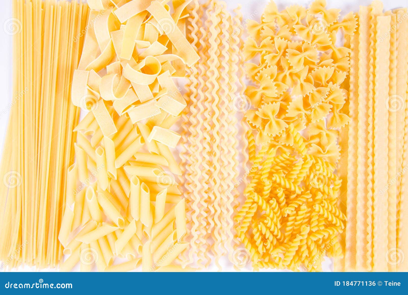 Different types of pasta stock photo. Image of italian - 184771136