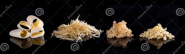 Different Types of Pasta. the Insulation on the Black Stock Photo ...