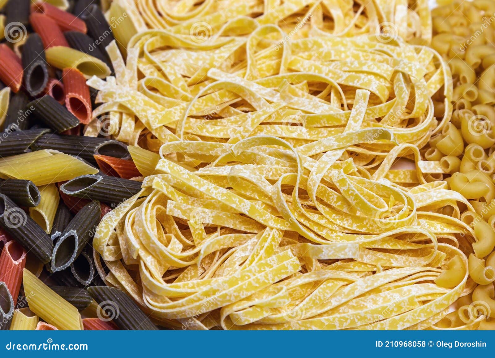 Different Types of Pasta Made from Durum Wheat Flour. Stock Photo ...