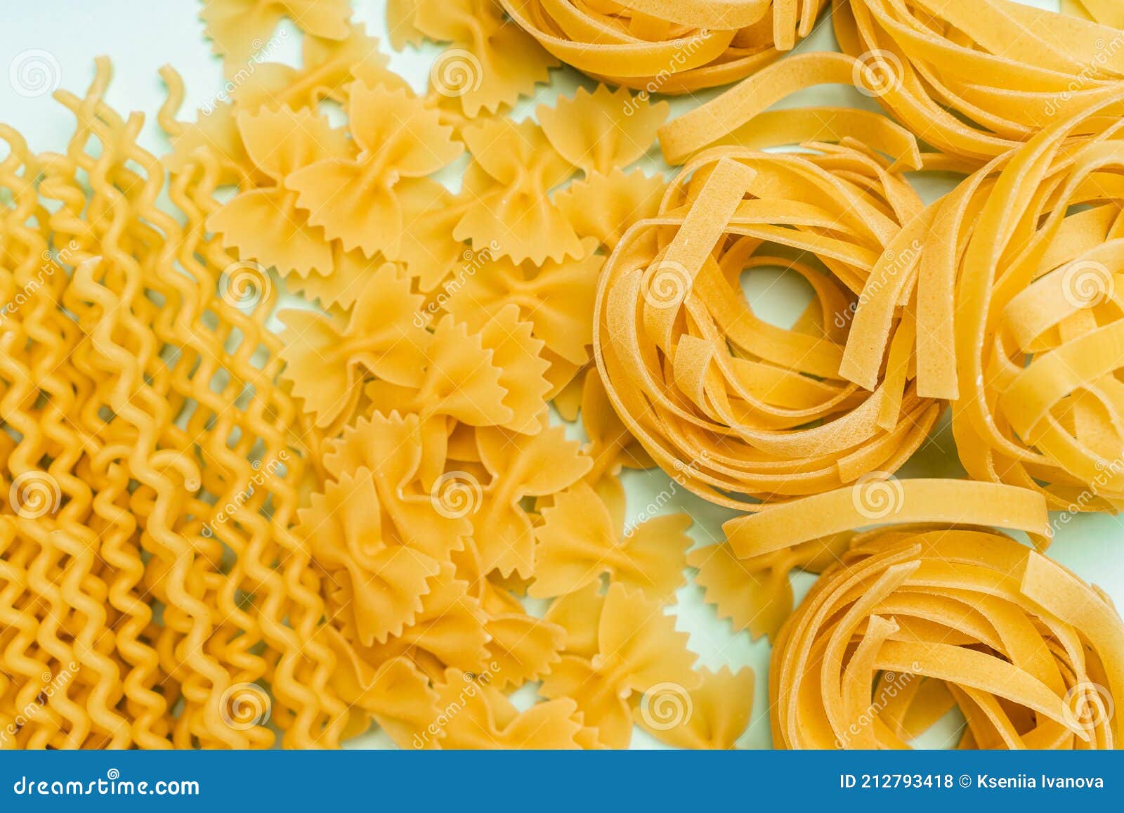 Different Types of Pasta from Wheat Varieties Laid Out in a Line on a ...