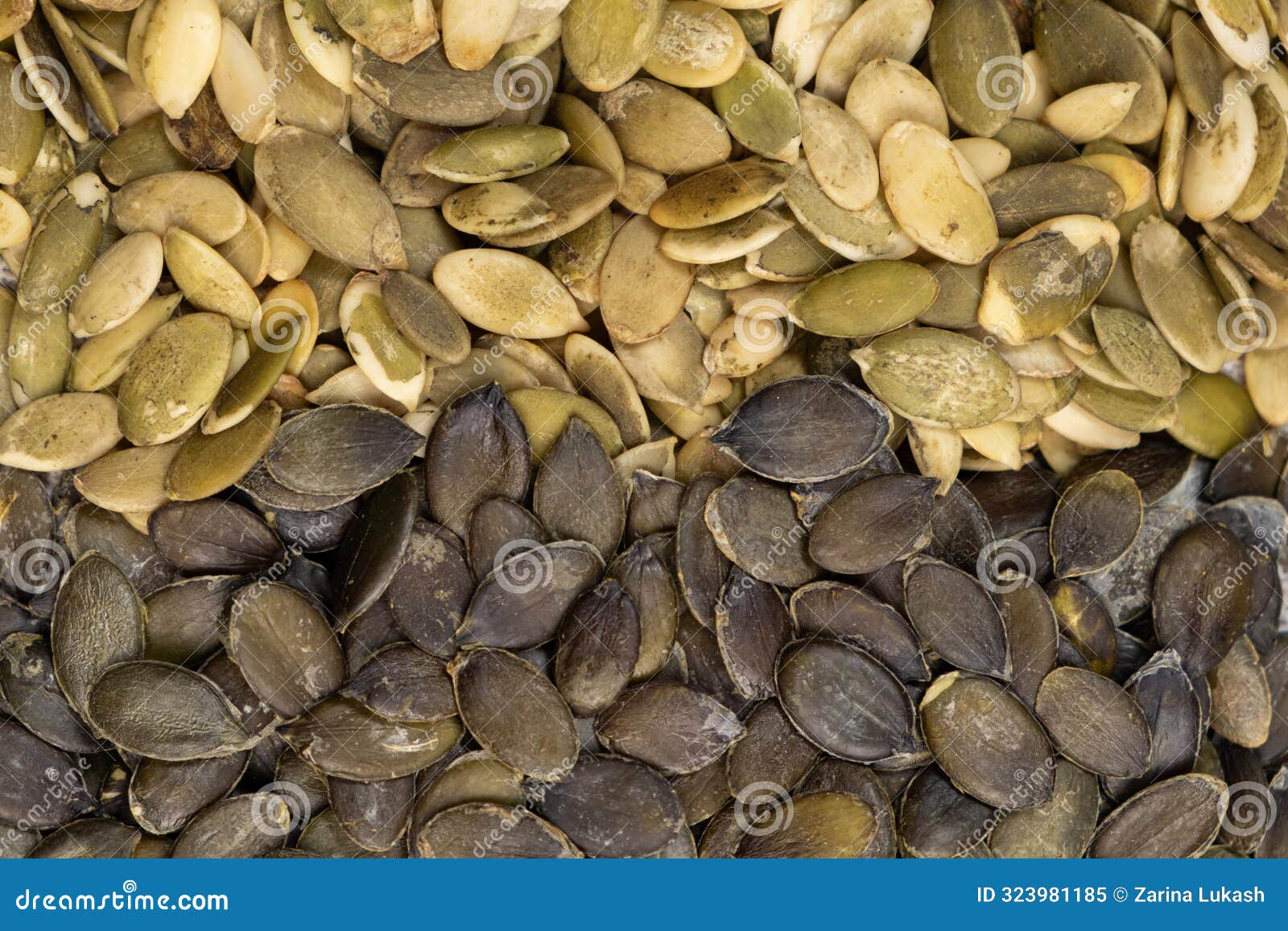 Different Types of Peeled Pumpkin Seeds, Top View Stock Image - Image ...
