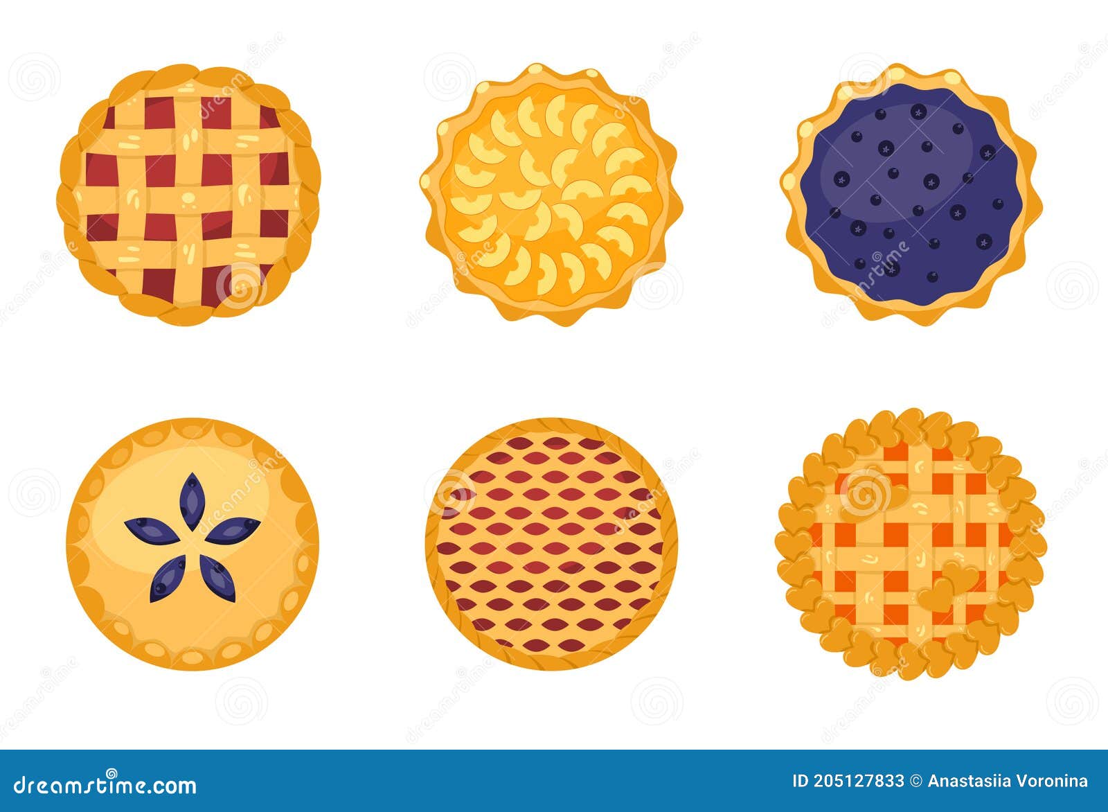 Different Types Of Pies Cartoon Vector | CartoonDealer.com #205127833