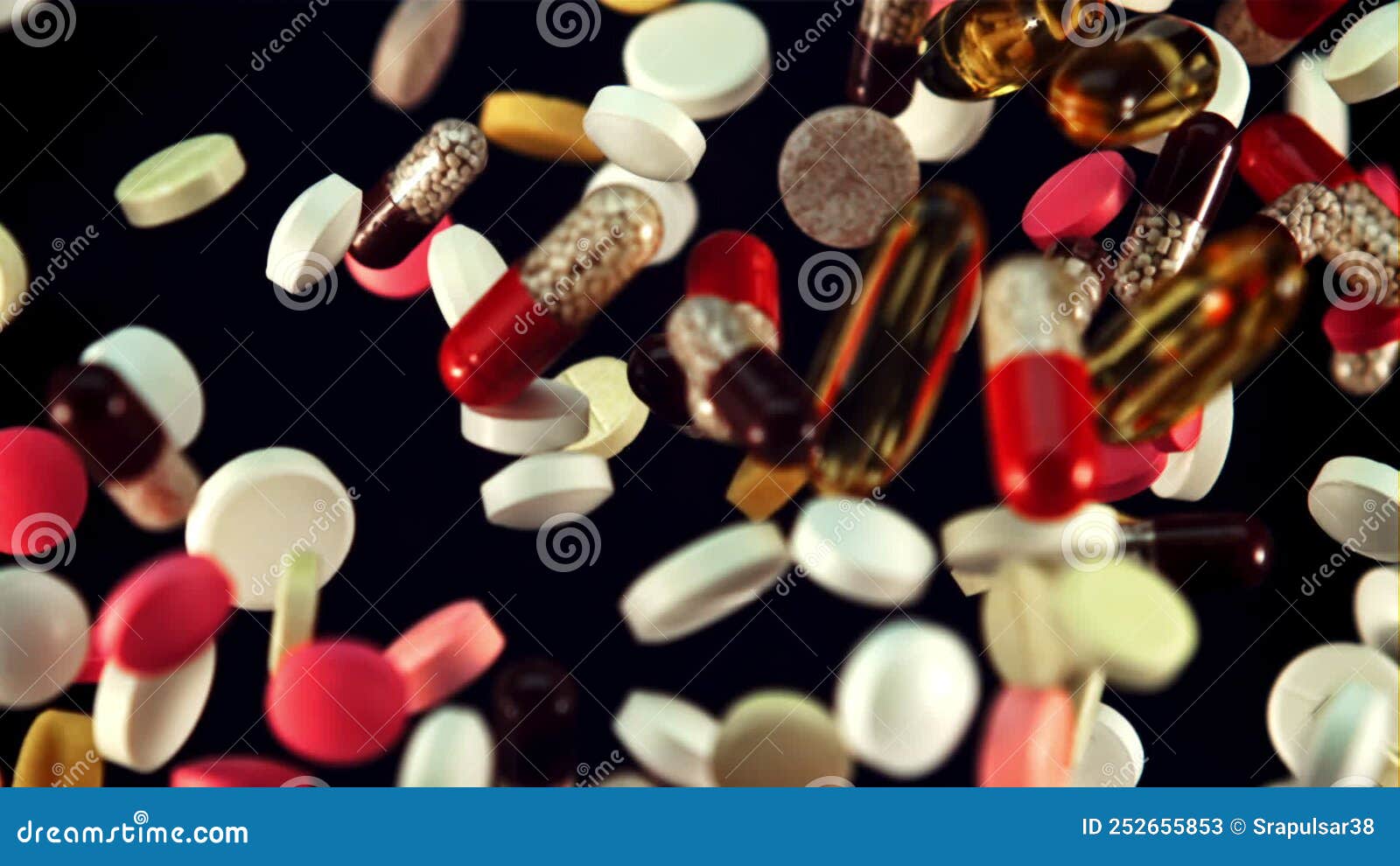 Different Types of Pills in Flight. Filmed on a High-speed Camera at ...