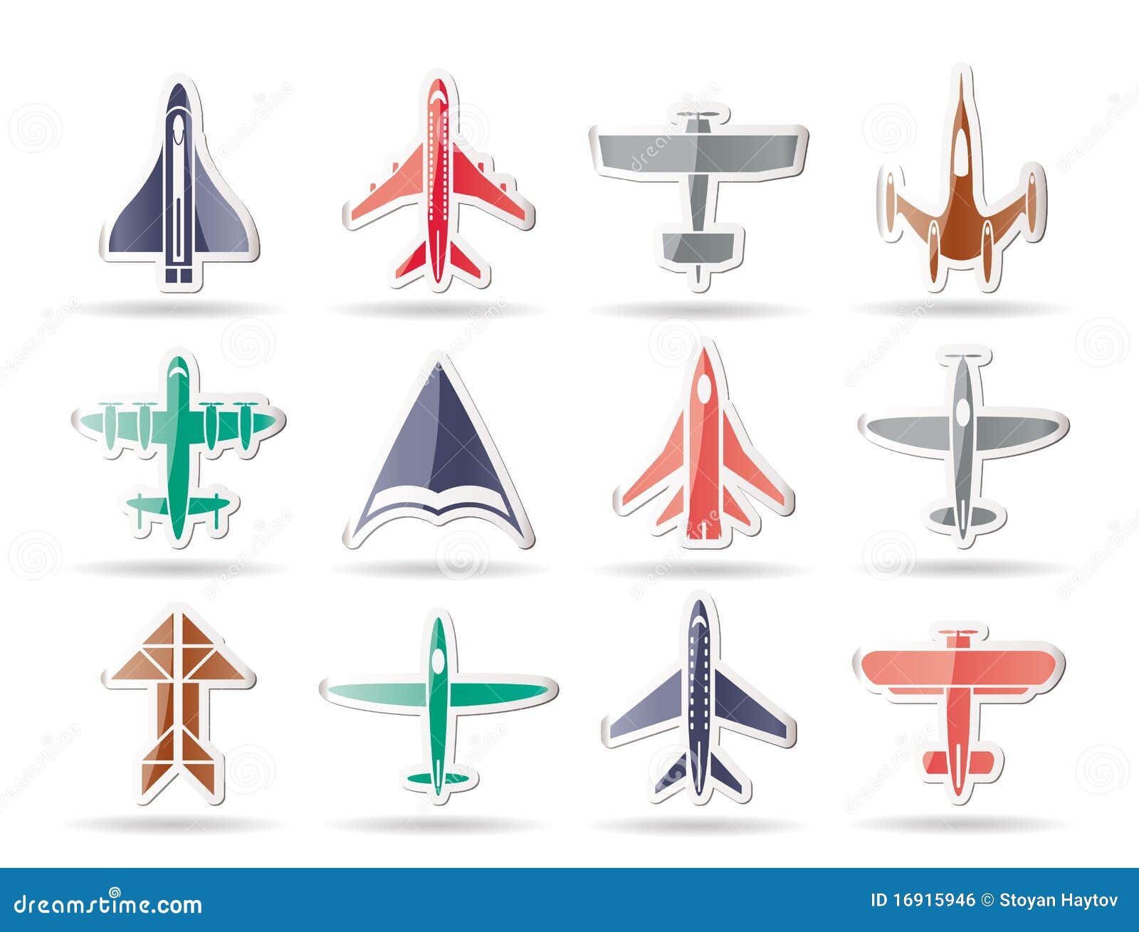 Different Types of Plane Icons Stock Vector - Illustration of aircraft ...