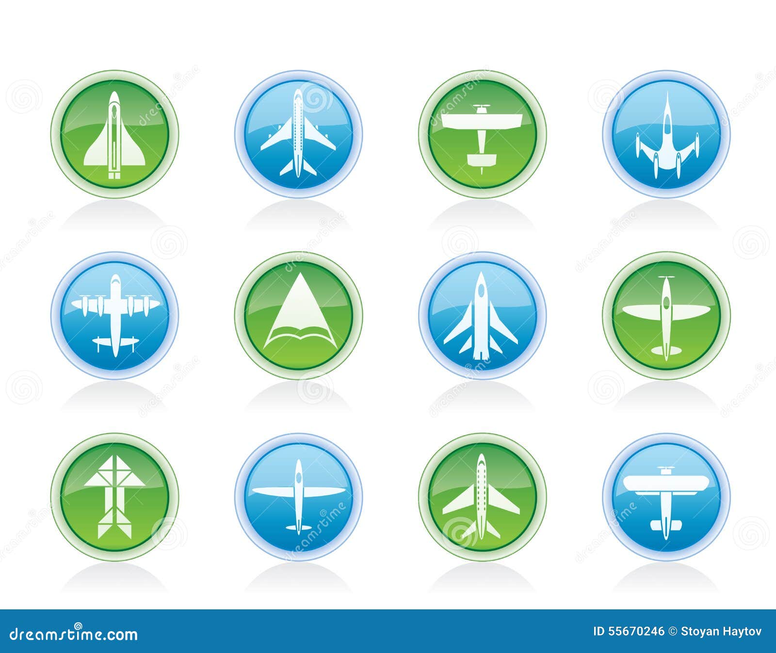 Different Types of Plane Icons Stock Vector - Illustration of space ...