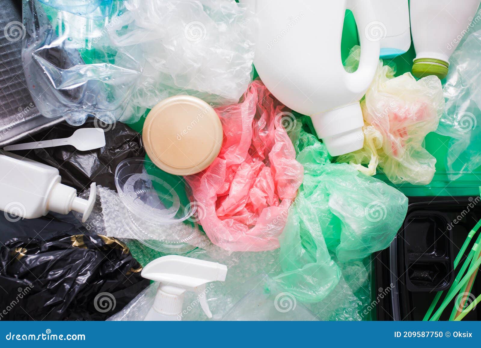 Different Types of Plastic Heap, Top View Stock Photo - Image of ...