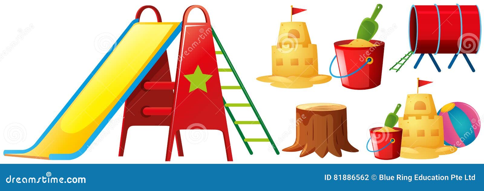 Different Types of Play Stations at Playground Stock Vector ...