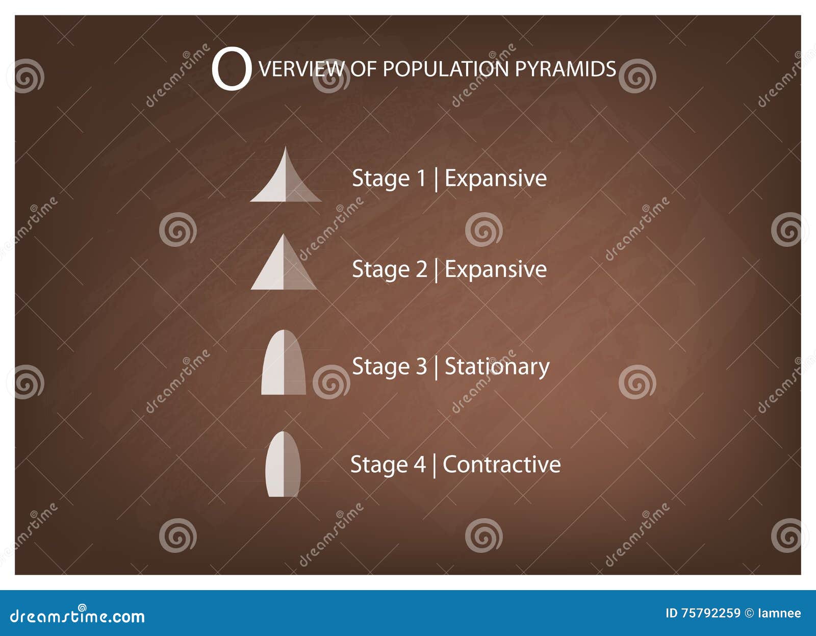 Different Types Of Population Pyramids On Chalkboard Background Stock Vector Illustration Of