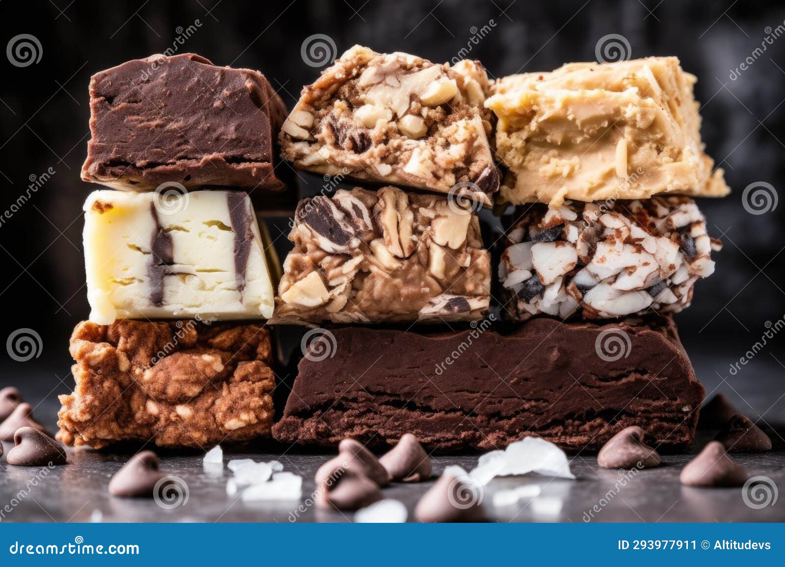 Different Types of Protein Bars Stacked Together Stock Illustration ...