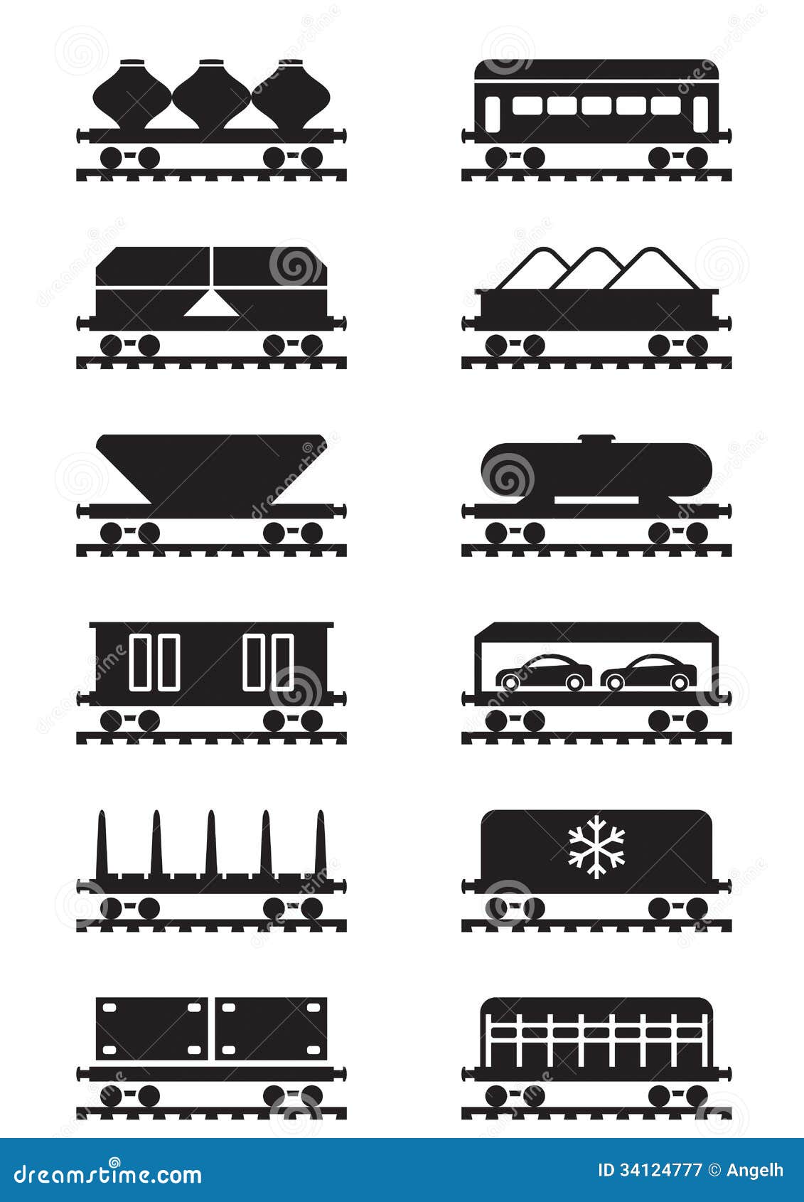 Different Types of Railway Wagons Stock Vector - Illustration of ...