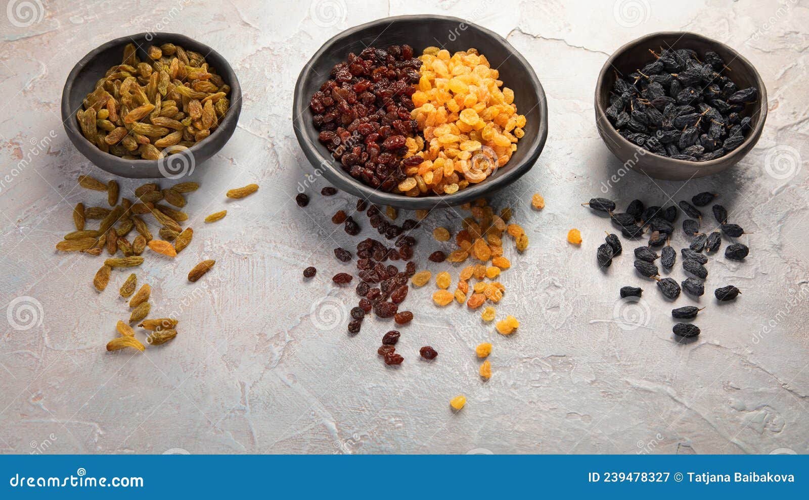 Different Types of Raisins on Light Backgroound Stock Image - Image of ...